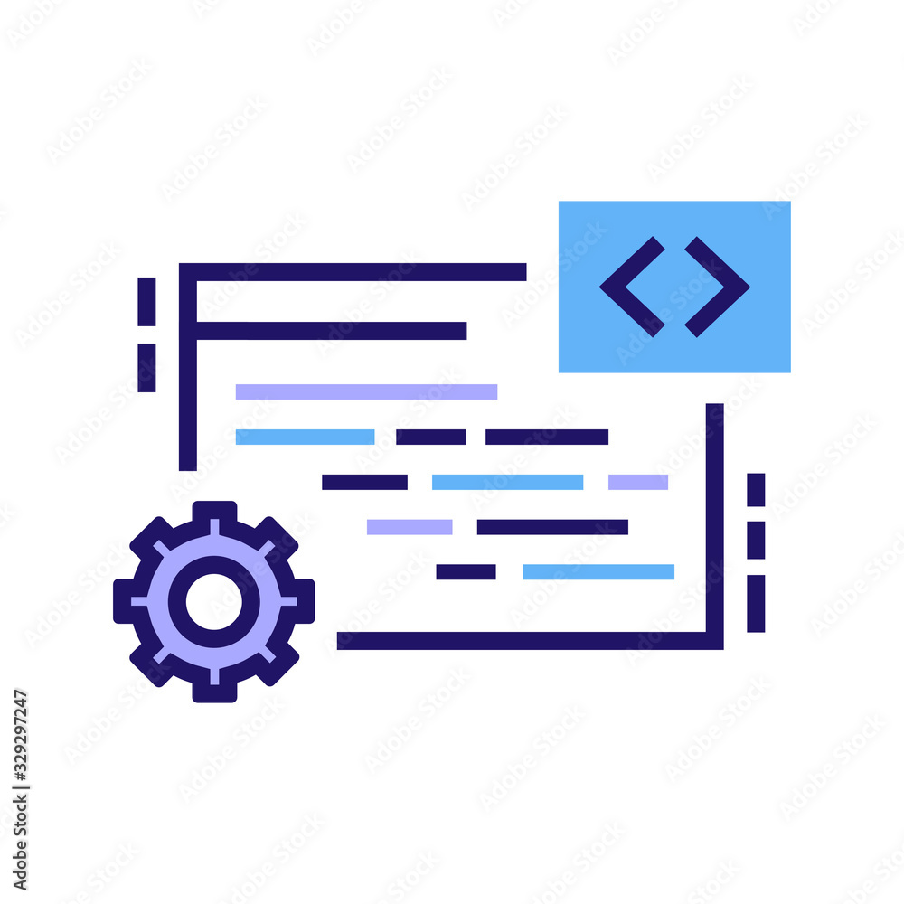 It Courses Color Line Icon Programming Coding Learning Software Development E Learning