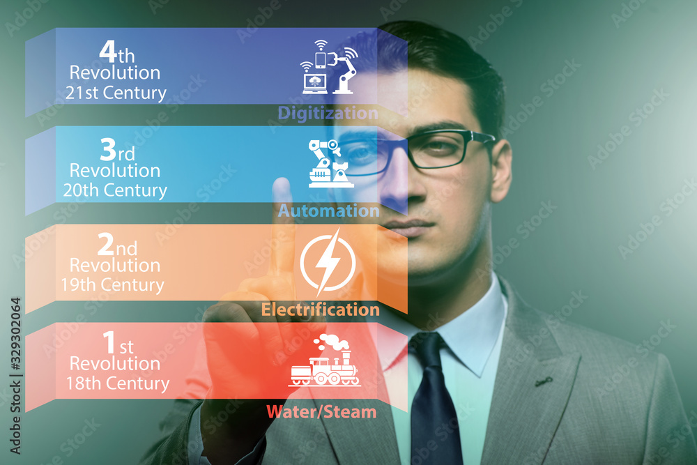 Industry 4.0 concept and stages of development Stock Photo | Adobe Stock