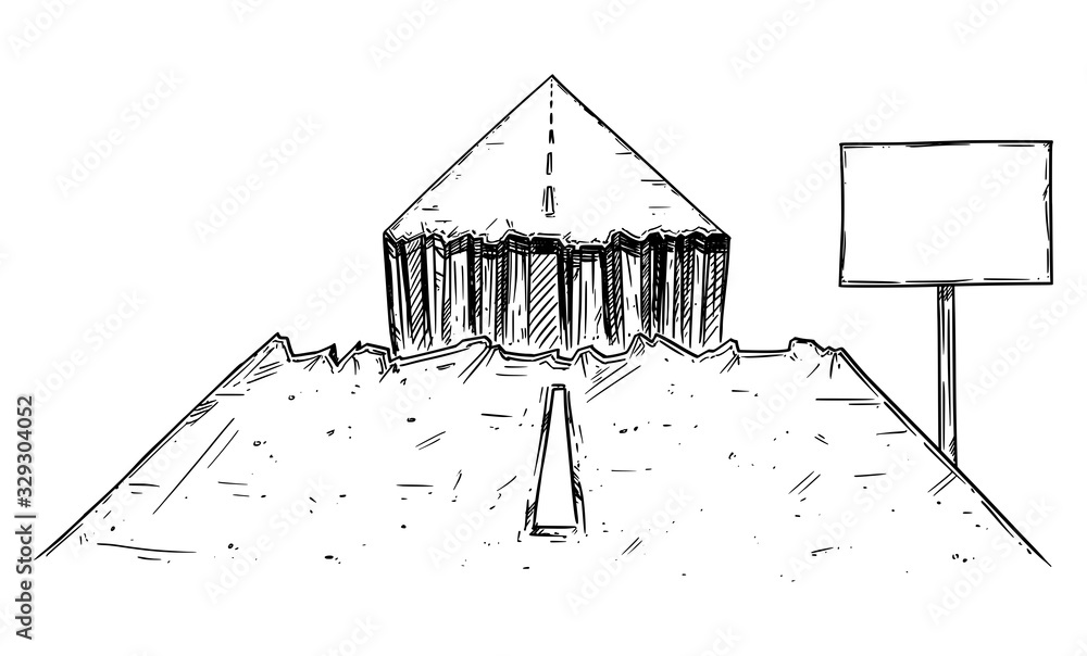 Vector black and white conceptual drawing or illustration of road ...
