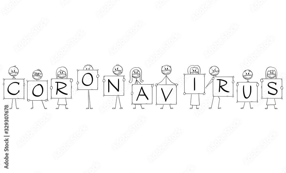 Vector cartoon stick figure drawing conceptual illustration of group of ...