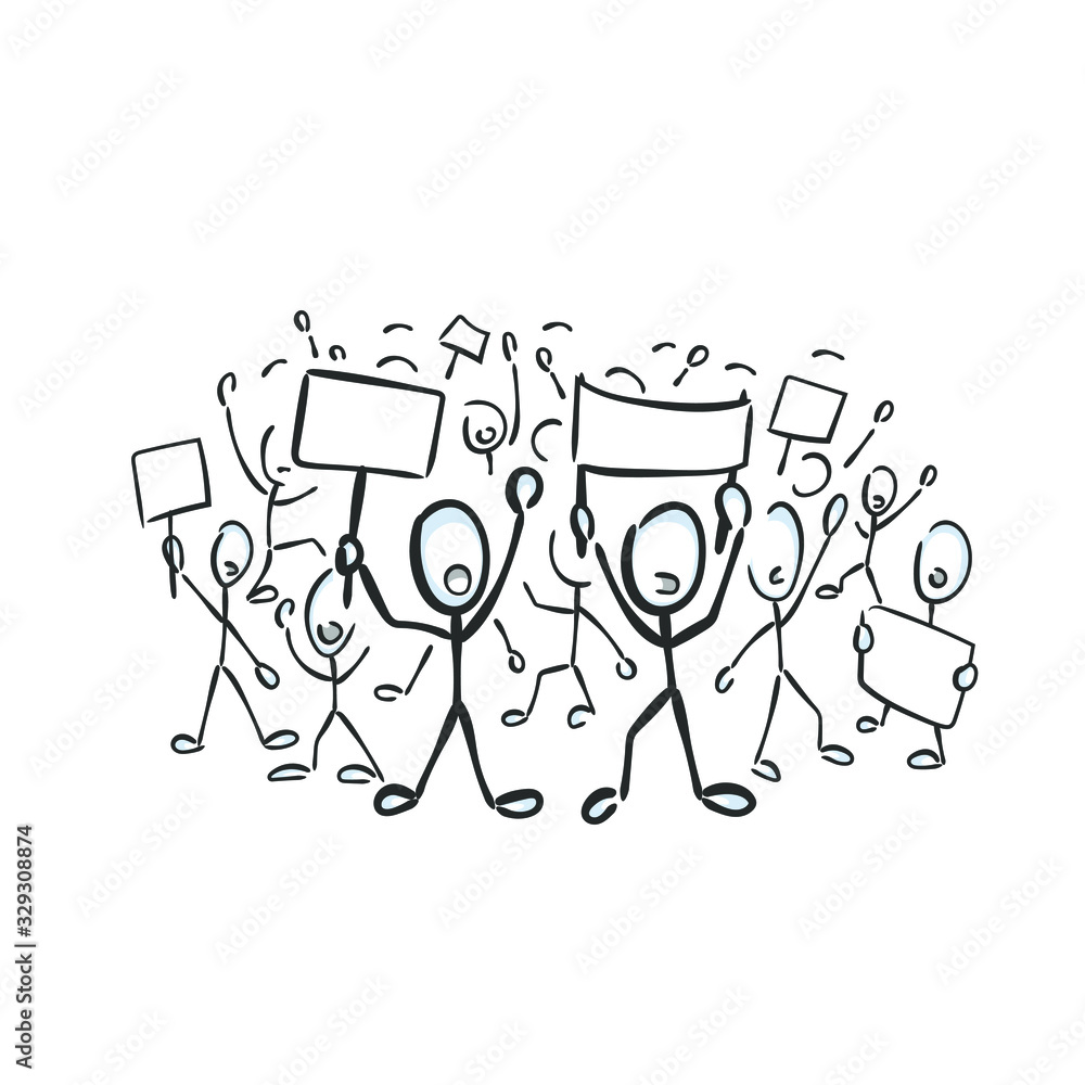 Public protest demonstration. People boycott government. Civil rights ...