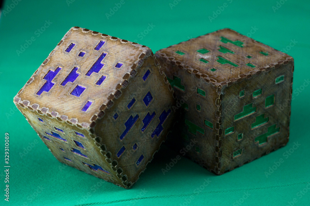 Minecraft cubes made of plastic. Two brown minecraft cubes with glowing ...