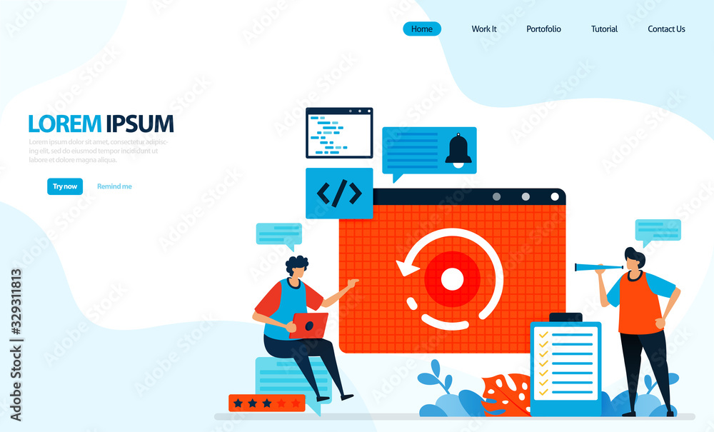 Vector illustration of reload or load the web page. process of ...