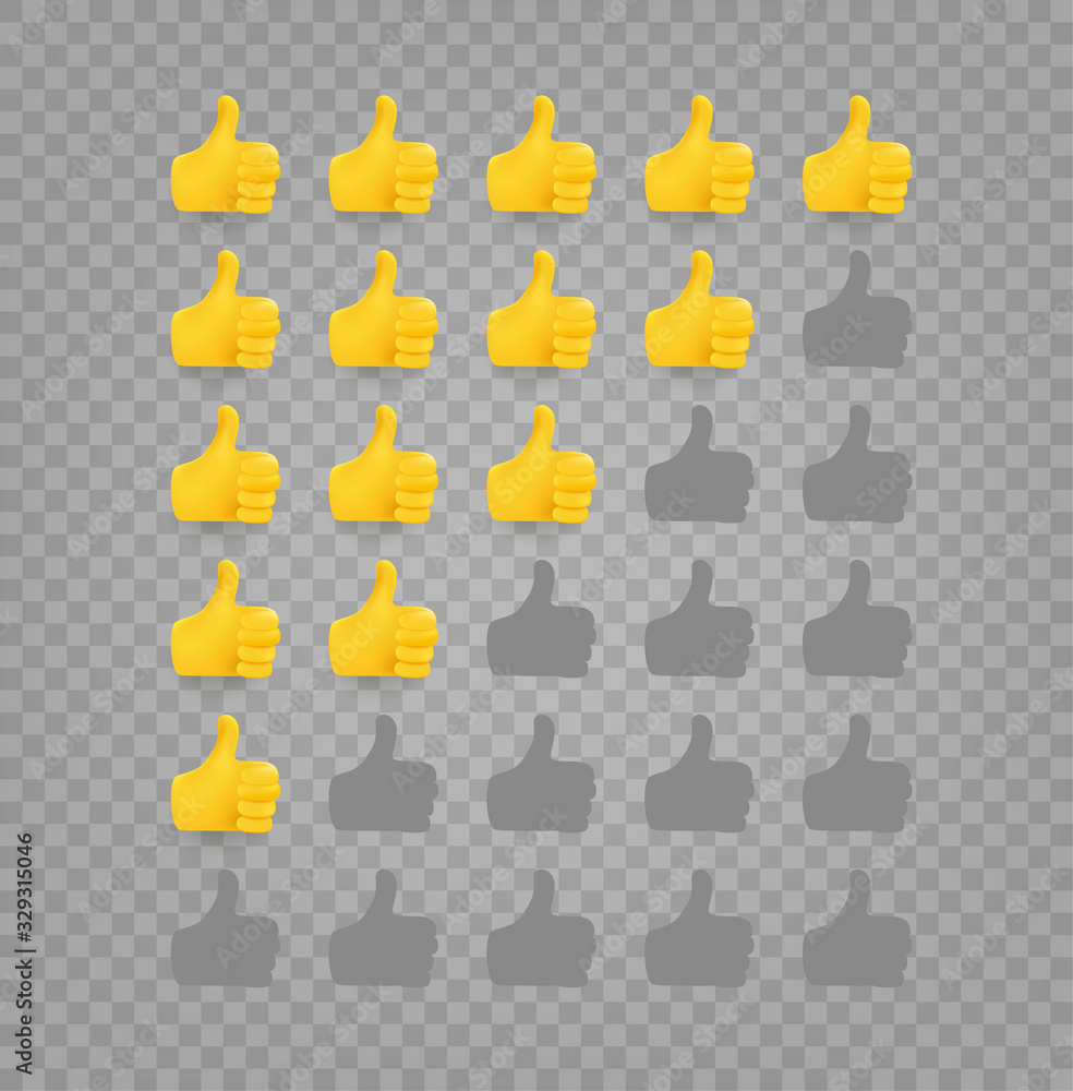 Thumbs up rating template isolated on transparent background Stock ...