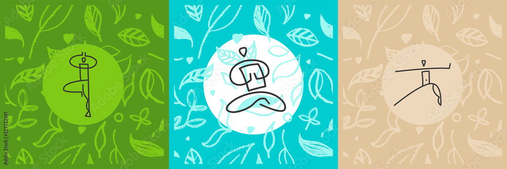 Vector yoga emblem for yoga school logo, healthy lifestyle symbol on ...