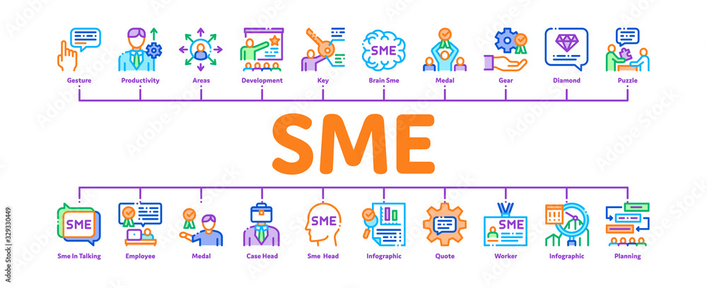 Sme Business Company Minimal Infographic Web Banner Vector. Sme Small ...
