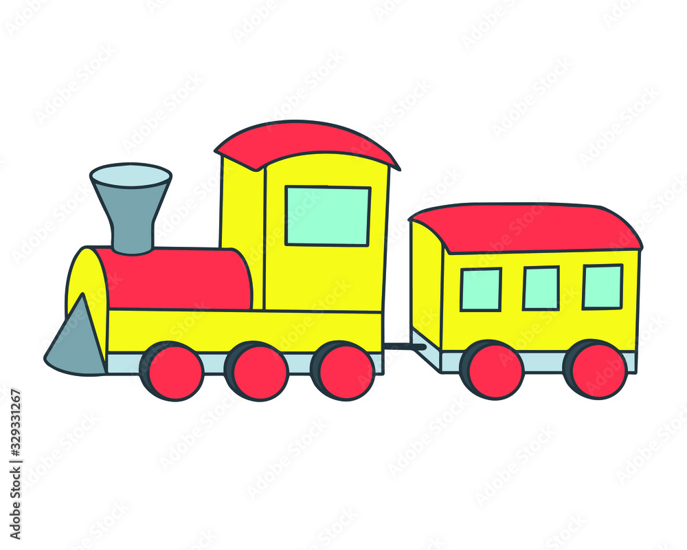 Cartoon toy train isolated on white background. Vector Stock Vector ...