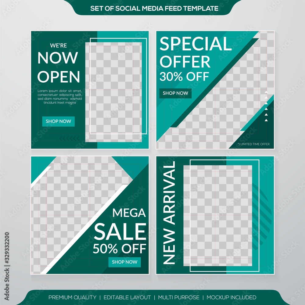 set of social media ads template with abstract layout use for social ...