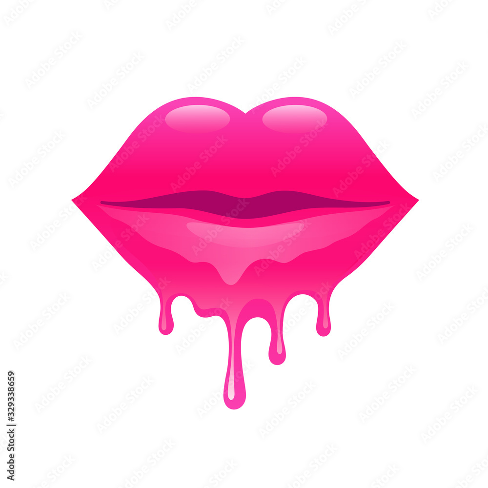 Melting lips. Sexy woman's lips. Red lips. Female lips with lipstick ...