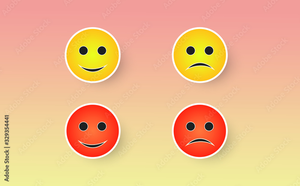Happy and sad emoji smiley faces line art vector icon for apps and ...