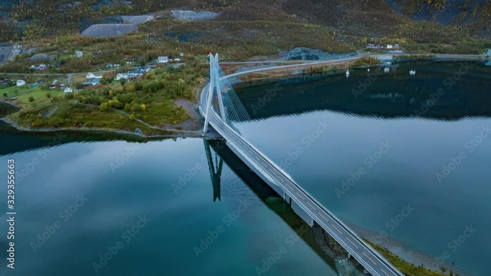 Kåfjord bridge (Kåfjordbrua) in Kåfjord, Alta, Finnmark, Norway. This ...