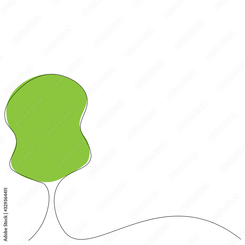 Tree green line drawing vector illustration Stock Vector | Adobe Stock