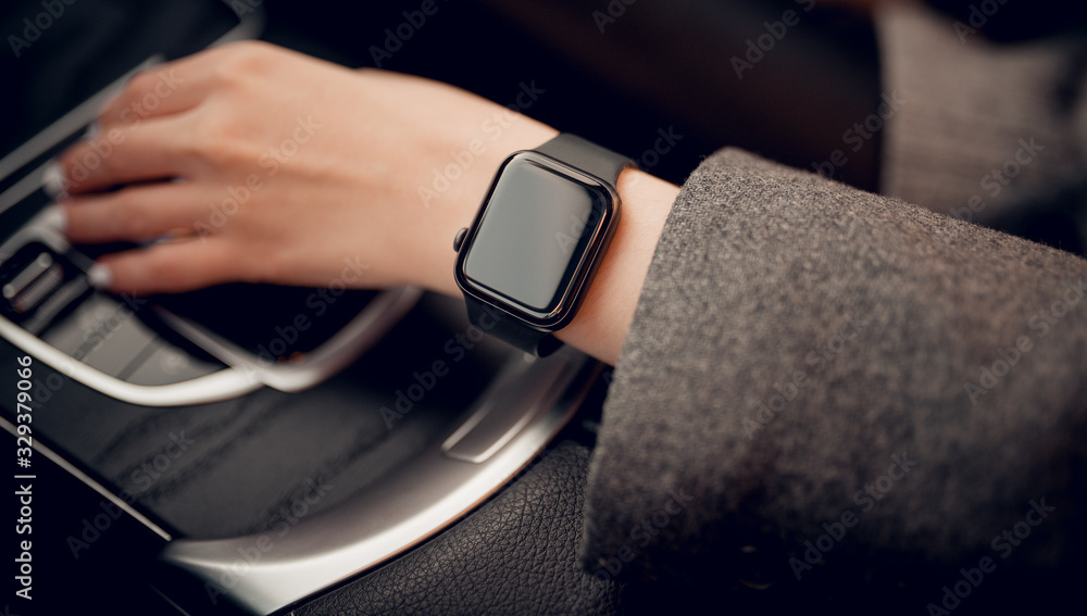 Fashion smart watch on woman hand Stock Photo | Adobe Stock