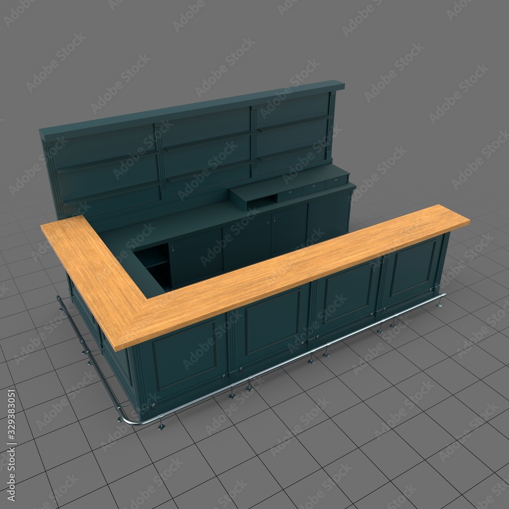 Bar counter 2 Stock 3D asset | Adobe Stock