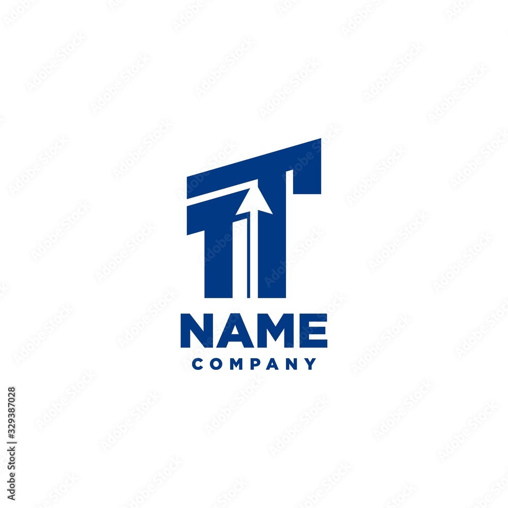 TT monogram logo with a negative space style arrow up design template ...