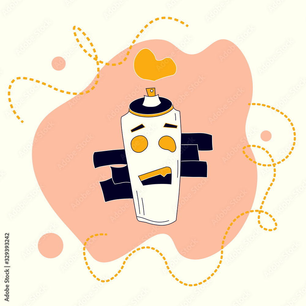 Spray paint can scared. Frightened caracter icon. Concept of emotions ...
