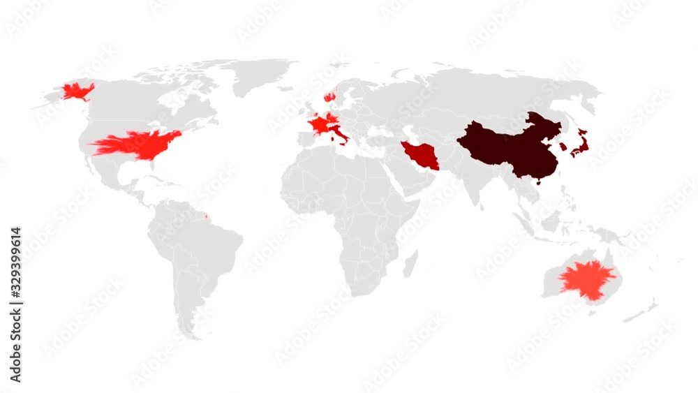 Animated world map showing the expansion of the Coronavirus Covid-19 ...