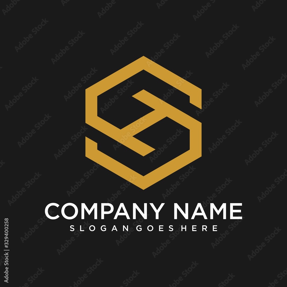 abstract initial letter S H logo design template Stock Vector | Adobe Stock
