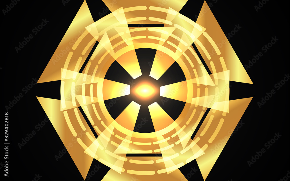 Abstract round golden digital technology style. Luxury concept gear ...