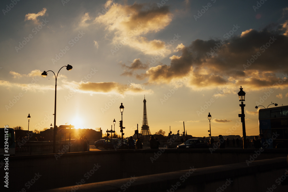 Wonderful sunset view of Paris, capital of France. Where its buildings ...