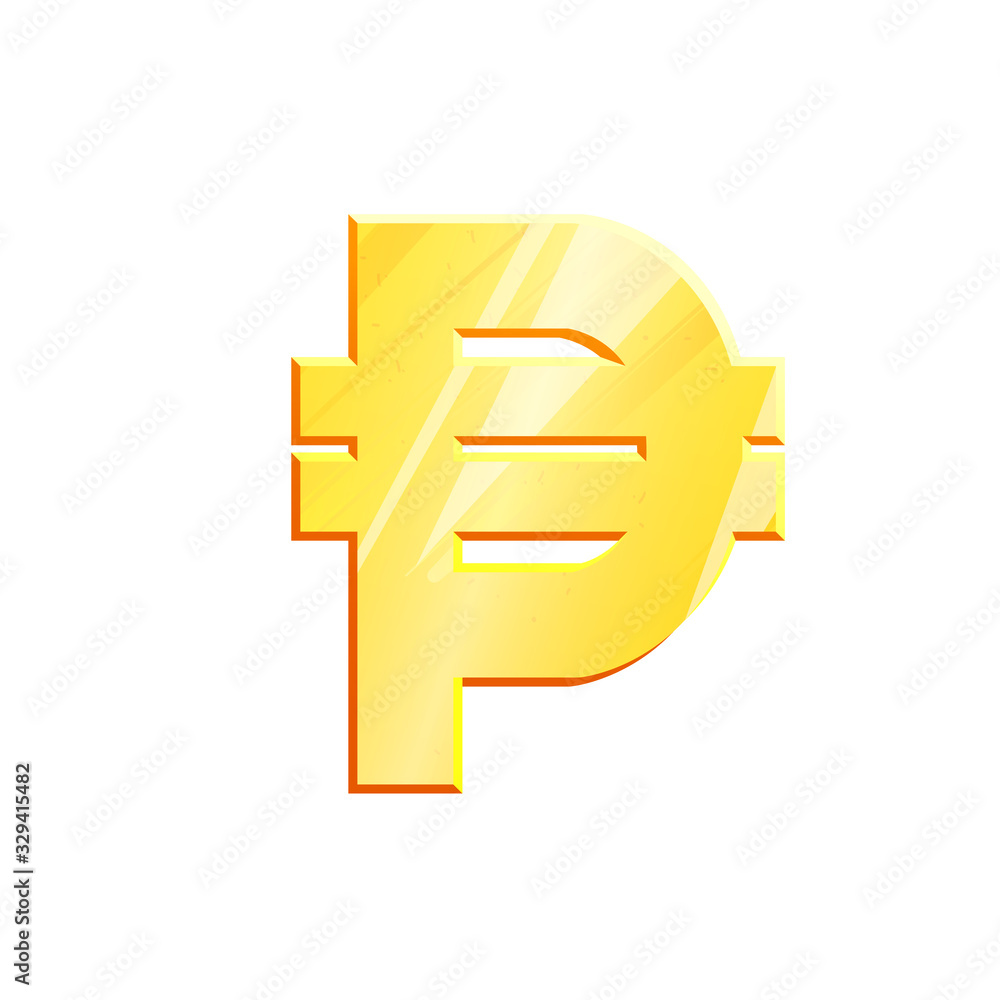 PHP Golden peso symbol on white background. Finance investment concept ...