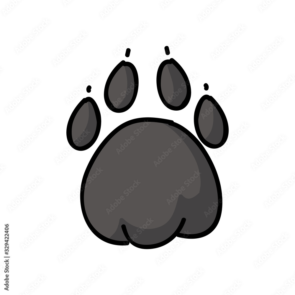 Cute cartoon grey dog paw with claw print vector clipart. Wildlife ...