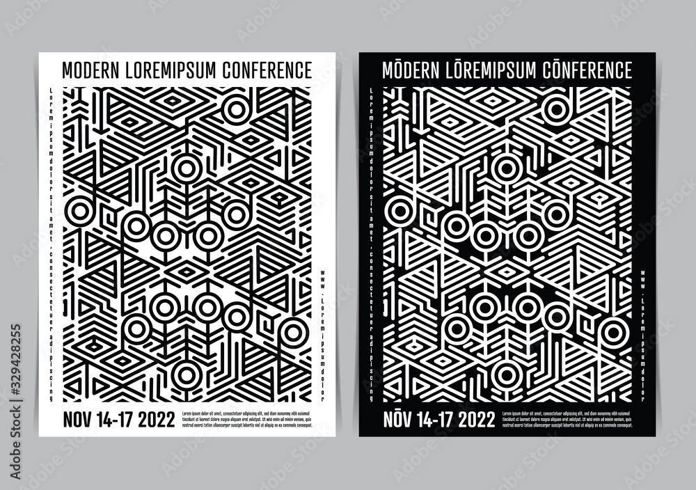 Abstract Line Art Event Flyer Template. Vector illustration. Stock ...