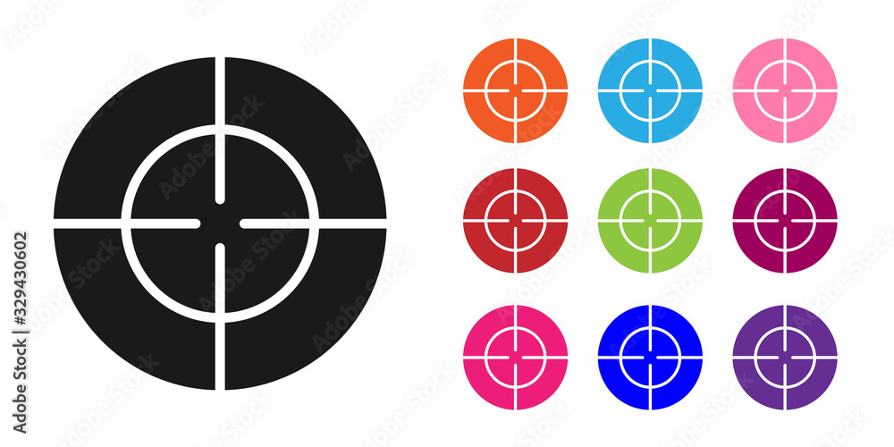 Black Target sport icon isolated on white background. Clean target with ...