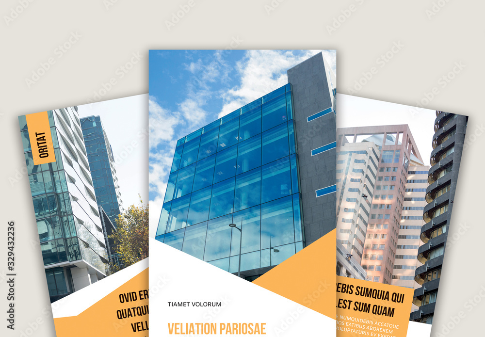 Flyer Layout Set with Yellow Accents Stock Template | Adobe Stock