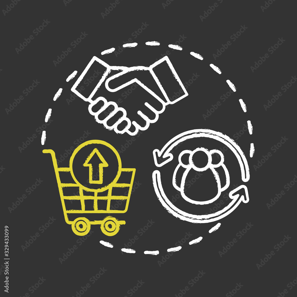 Upsell chalk RGB color concept icon. Increasing products commercial ...