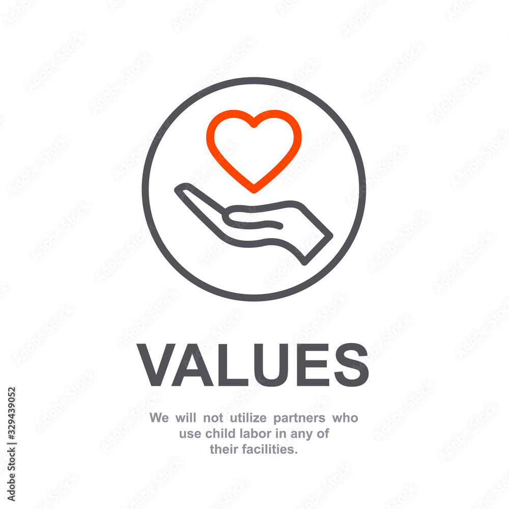 Core values of company icon with simple text. Web page for employee ...