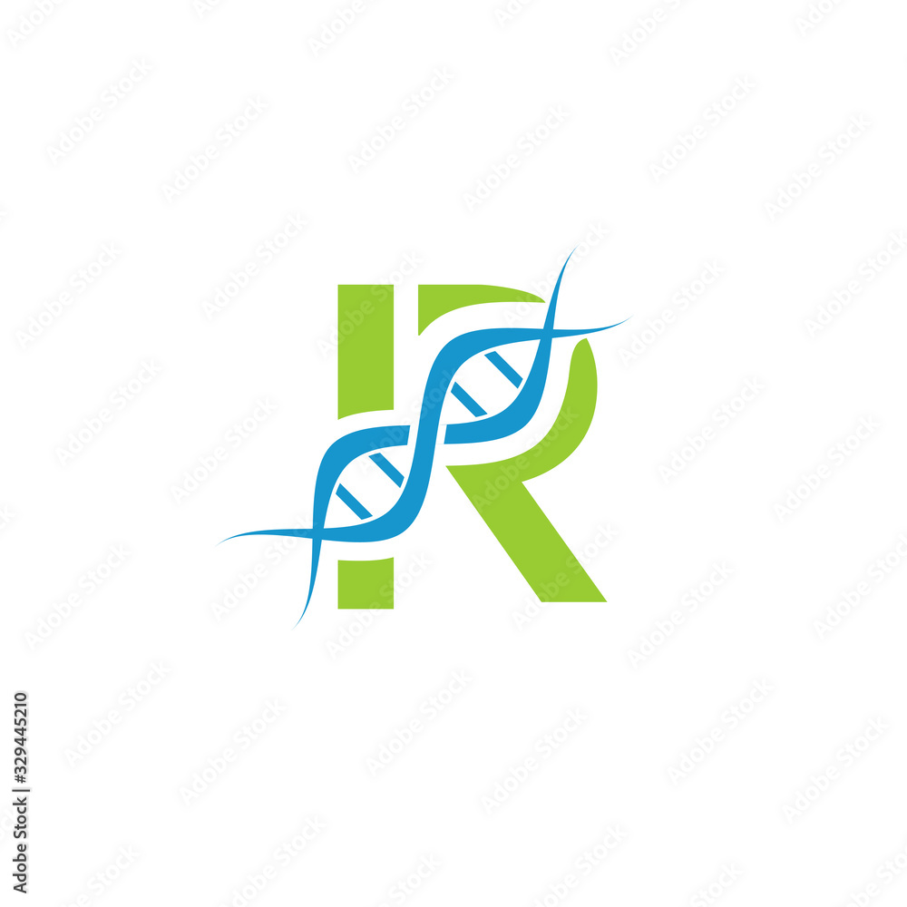 Letter R and DNA, Gen Logo design Stock Vector | Adobe Stock