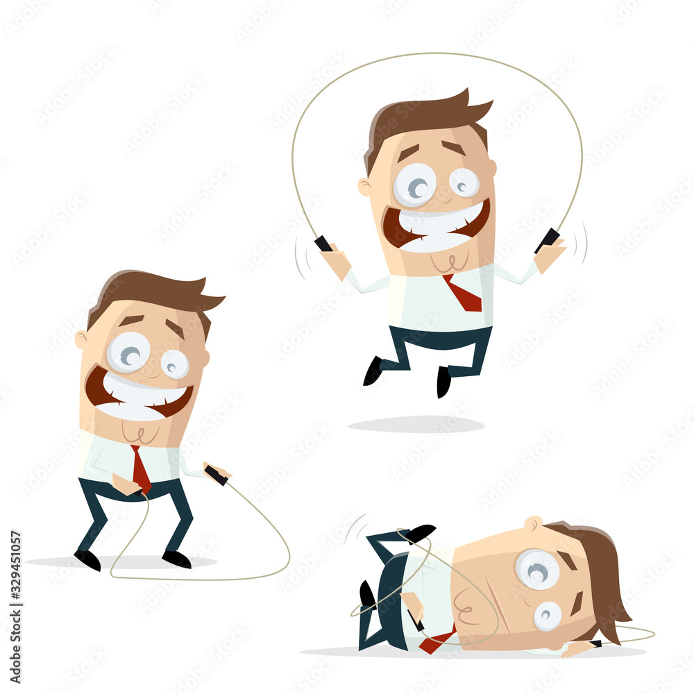 cartoon illustration of a rope skipping businessman Stock Vector ...