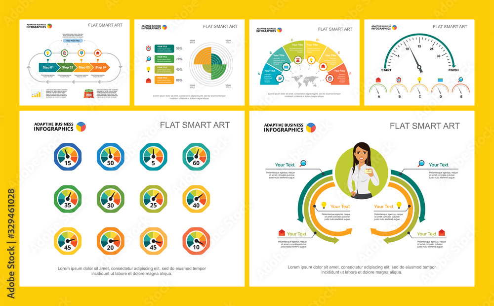 Colorful promotion or training concept infographic charts set. Business ...