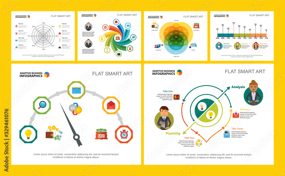 Colorful accounting or production concept infographic charts set ...