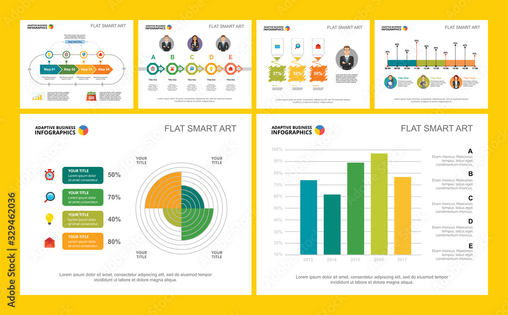 Colorful statistics or analysis concept infographic charts set ...