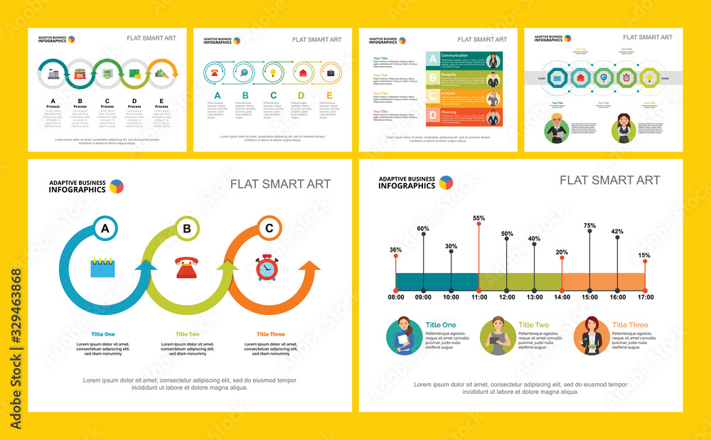 Colorful statistics or training concept infographic charts set ...