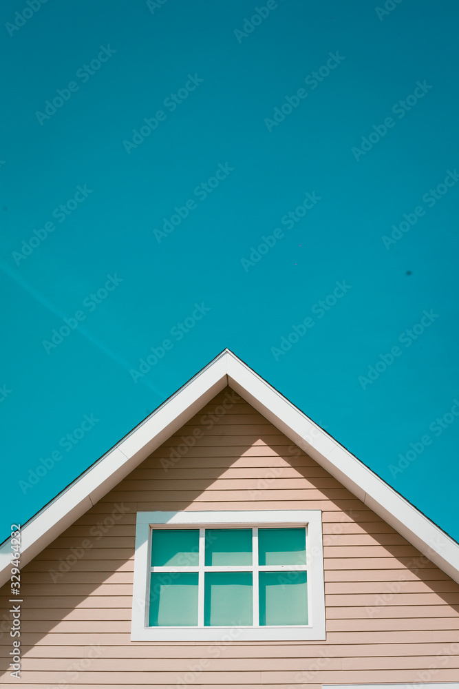 house on blue sky background Stock Photo | Adobe Stock