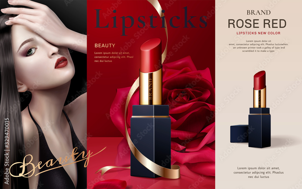 Attractive lipstick ads Stock Vector | Adobe Stock