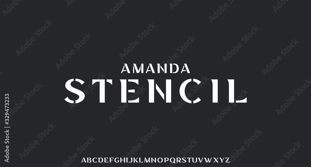 amanda stencil, luxury font with stencil style Stock Vector | Adobe Stock
