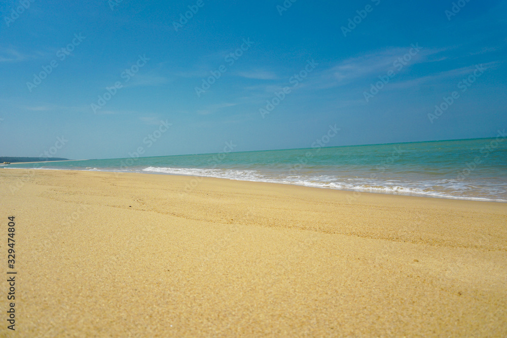 Golden sand beach has sand, sea water, sand, the sea water on the sand ...