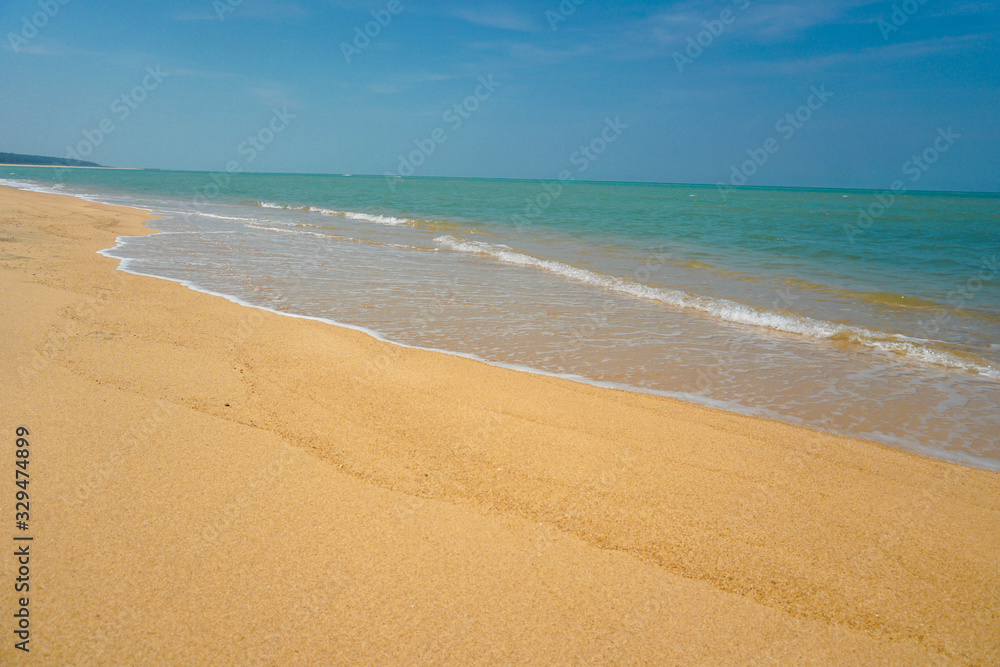 Golden sand beach has sand, sea water, sand, the sea water on the sand ...