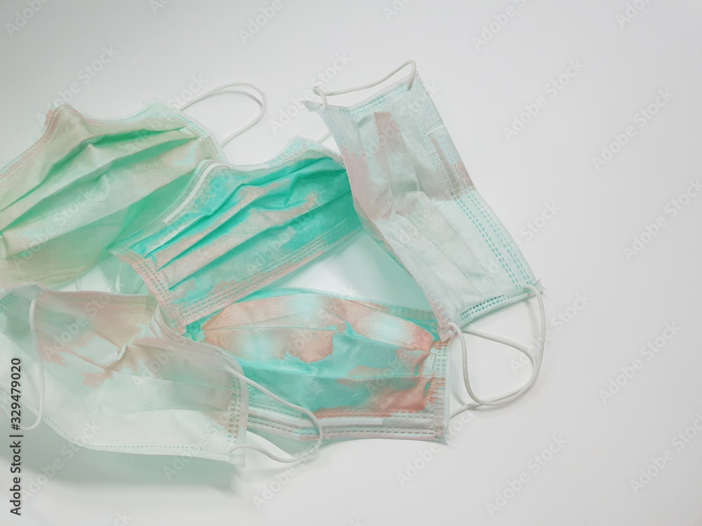 Dirty blood masks, Used surgical masks for protection against viruses ...