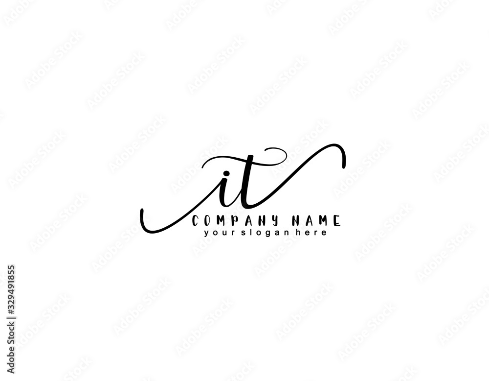 Vetor de Letter IT handwrititing logo with a beautiful template do ...