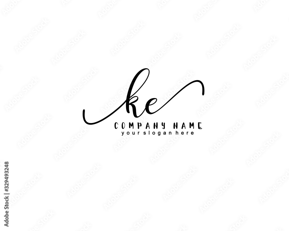 Letter KE handwrititing logo with a beautiful template Stock Vector ...