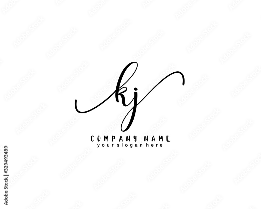 Letter KJ handwrititing logo with a beautiful template Stock Vector ...