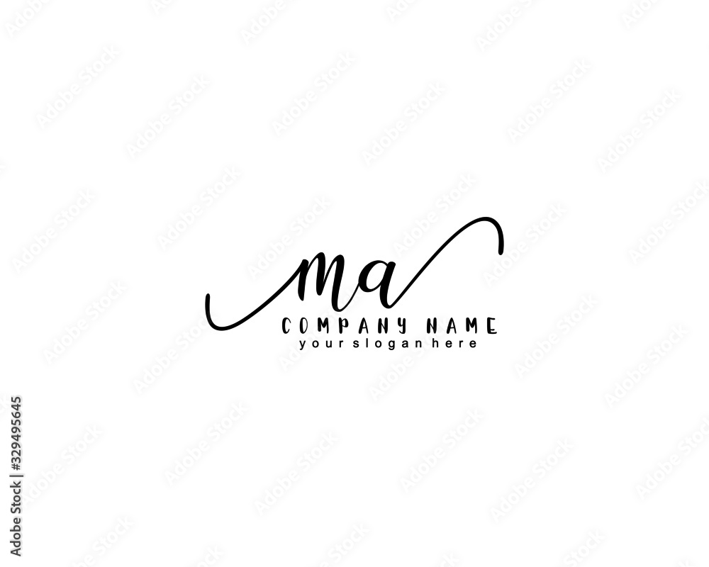 Letter MA handwrititing logo with a beautiful template Stock Vector ...