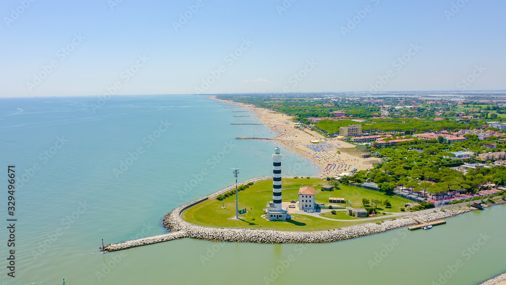Italy, Jesolo. Light House Faro di Piave Vecchia. Lido di Jesolo, is ...