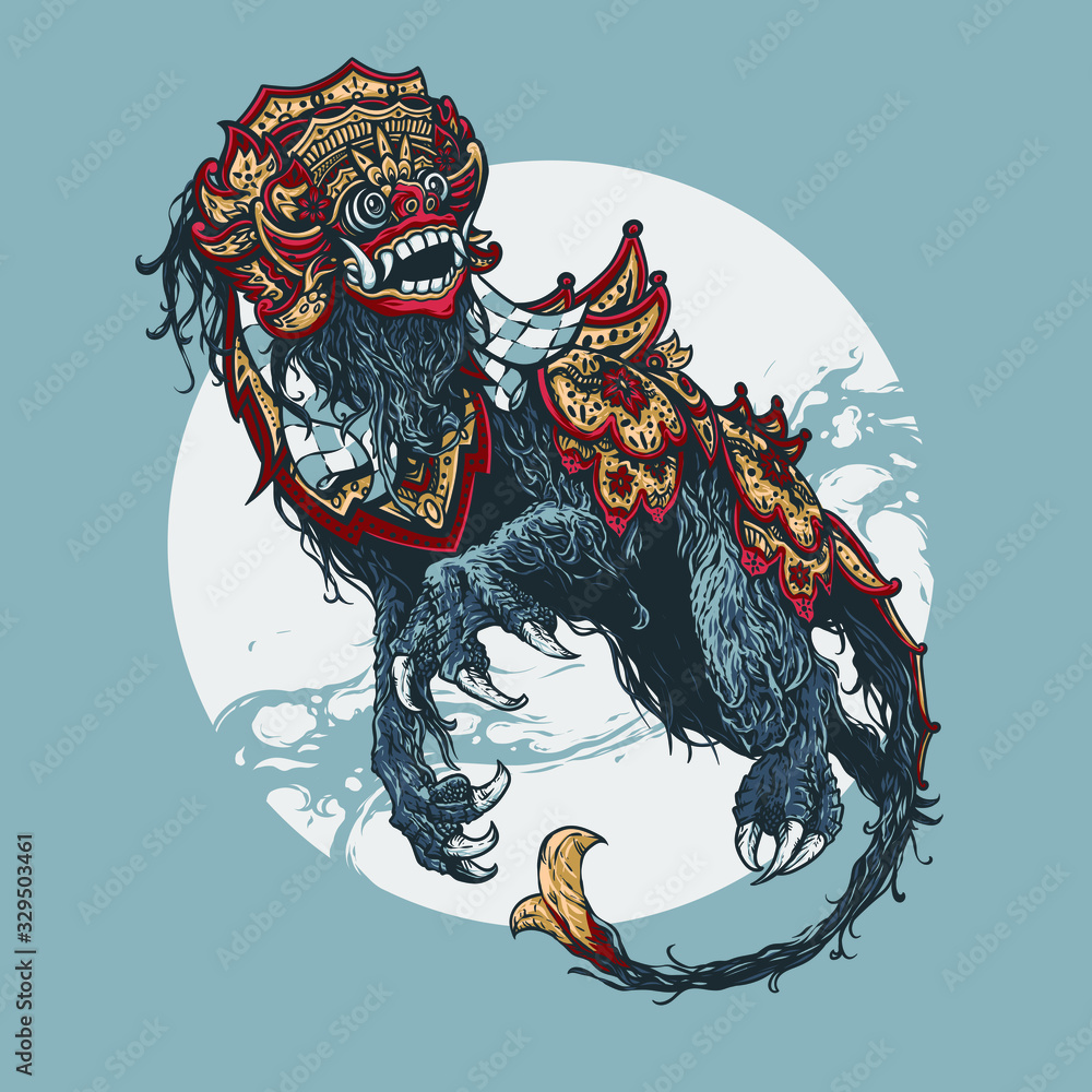 Barong Bali Vector Illustrator vector de Stock | Adobe Stock