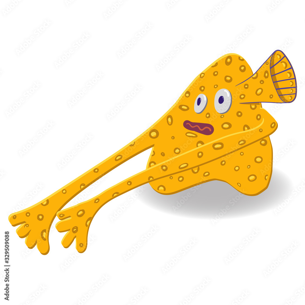 Cartoon monster, yellow bubble creature with long hands Stock Vector ...